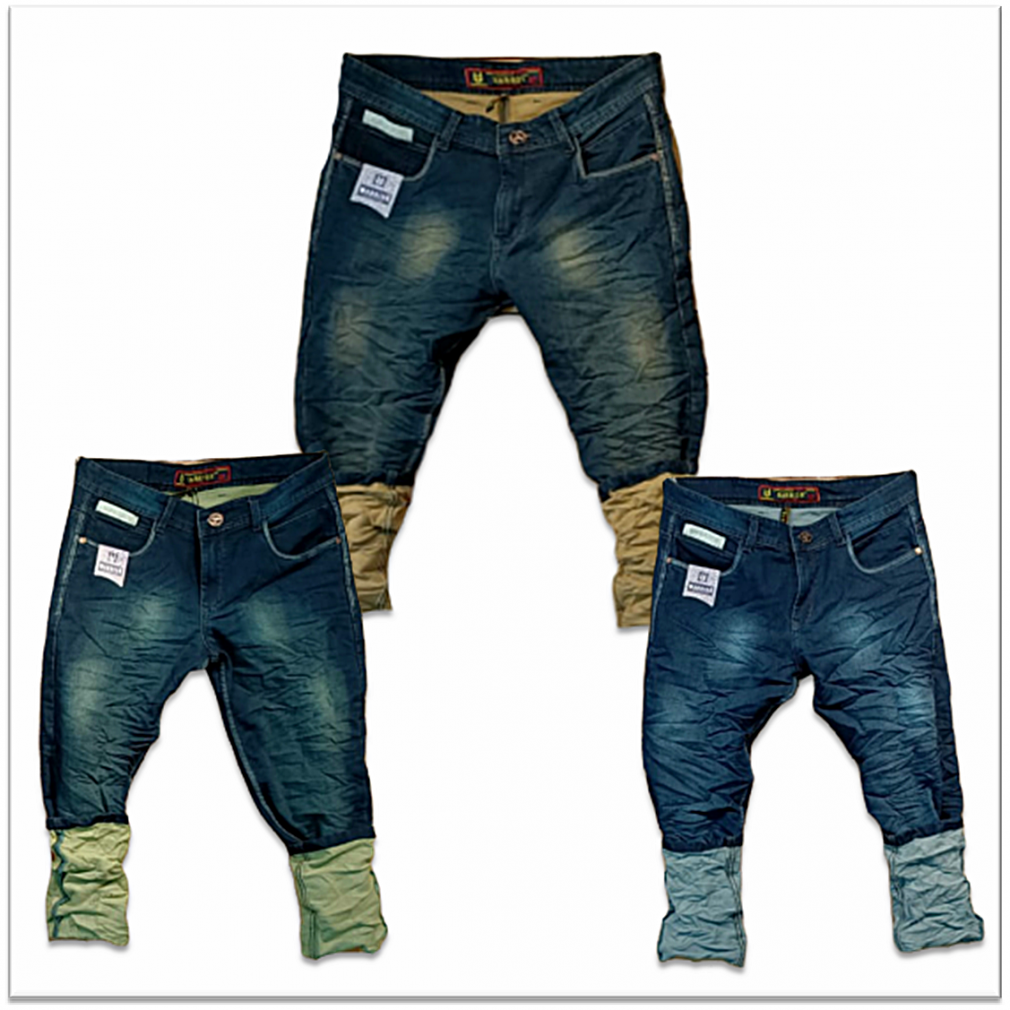 Buy 3 Colour Wholesale Men Denim Stretch Wrinkle Jeans Wholesale Rs.